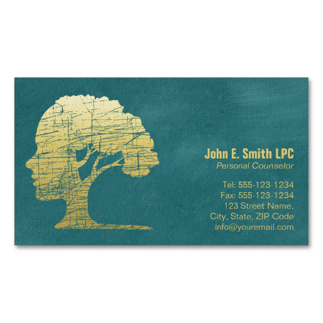 Luxury Turquoise Psychologist Personal Counselor Magnetic Business Card ...