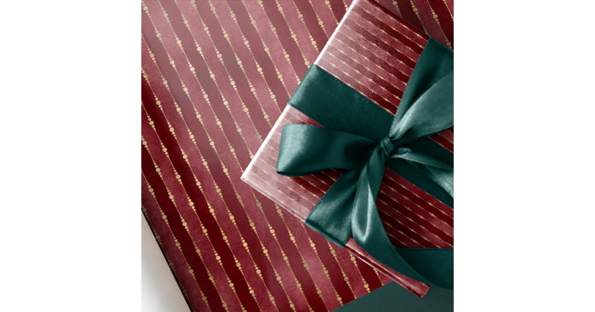 Luxury Vintage Dark red gold stripes Wrapping Paper | Zazzle