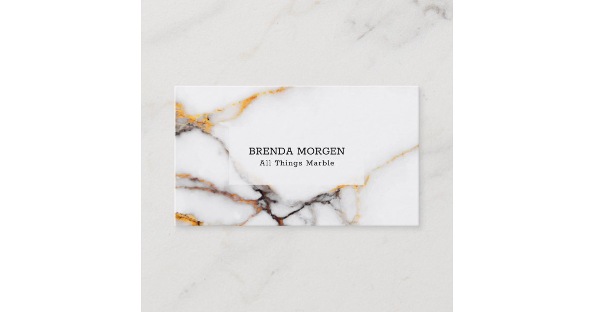 Luxury white and beige faux marble business card | Zazzle