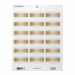 Luxury White Diamond Pattern Modern Gold Striped Label | Zazzle