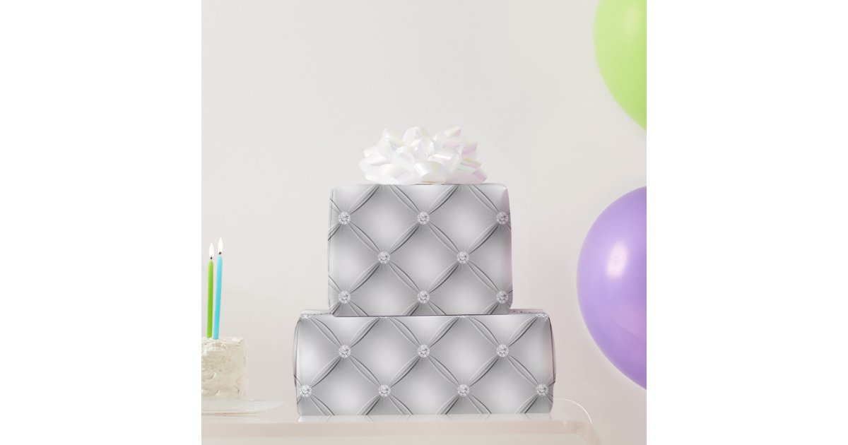 Luxury White Diamond Tufted Pattern Wrapping Paper | Zazzle