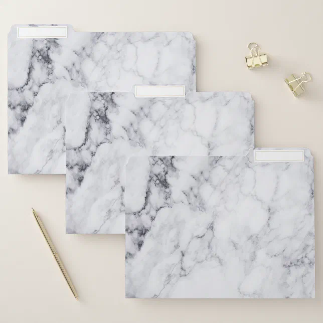 Luxury White Faux Marble File Folder | Zazzle