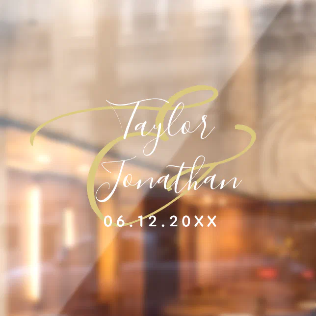 Luxury White & Gold Minimal Classy Custom Wedding Window Cling | Zazzle