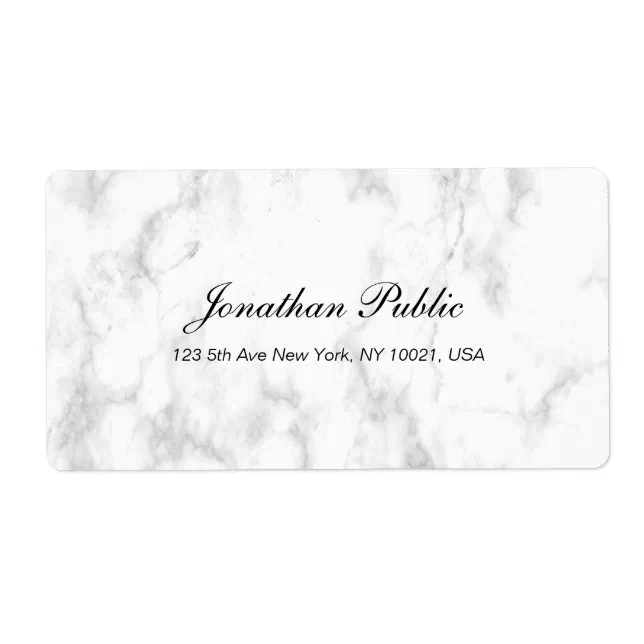 Luxury White Marble Script Modern Shipping Address Label | Zazzle
