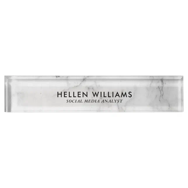 Luxury White Marble Stone Desk Name Plate | Zazzle
