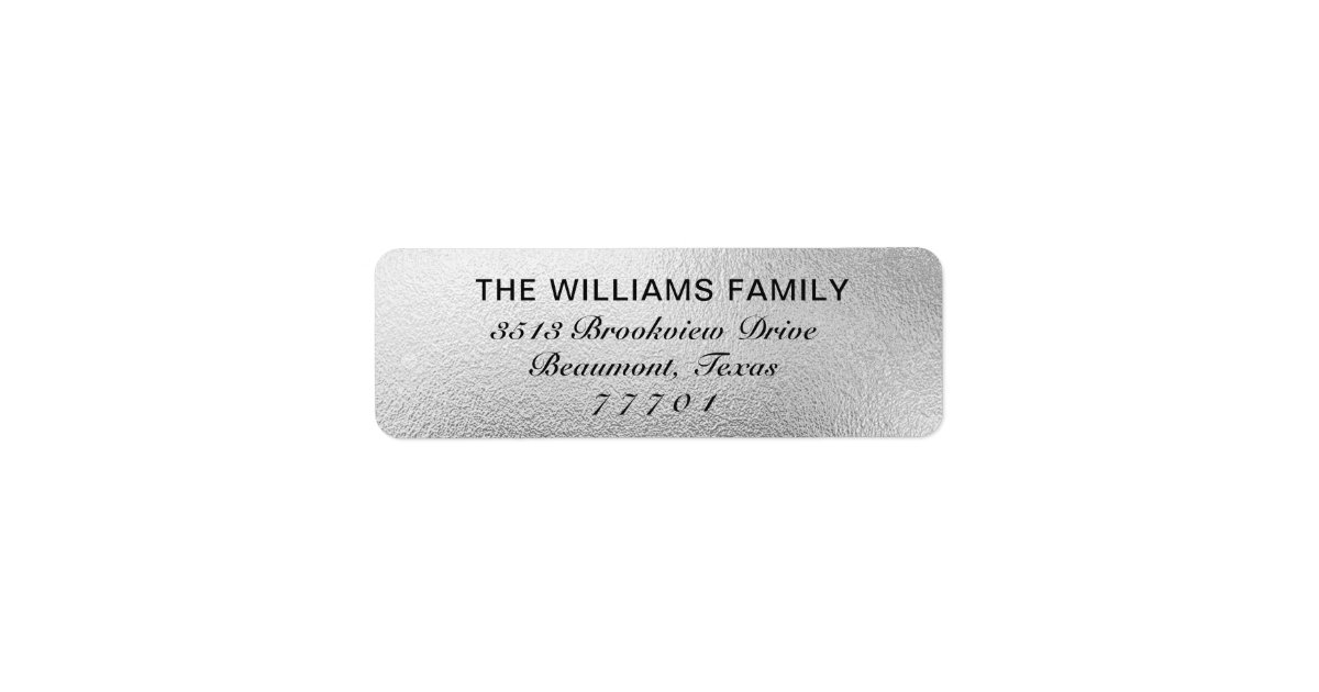 Luxury White Silver Foil Address Label | Zazzle