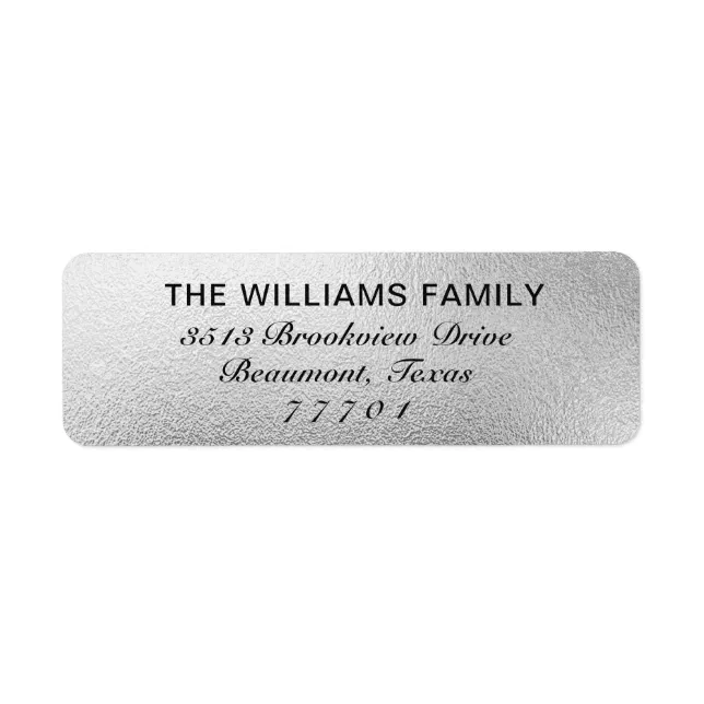 Luxury White Silver Foil Address Label | Zazzle