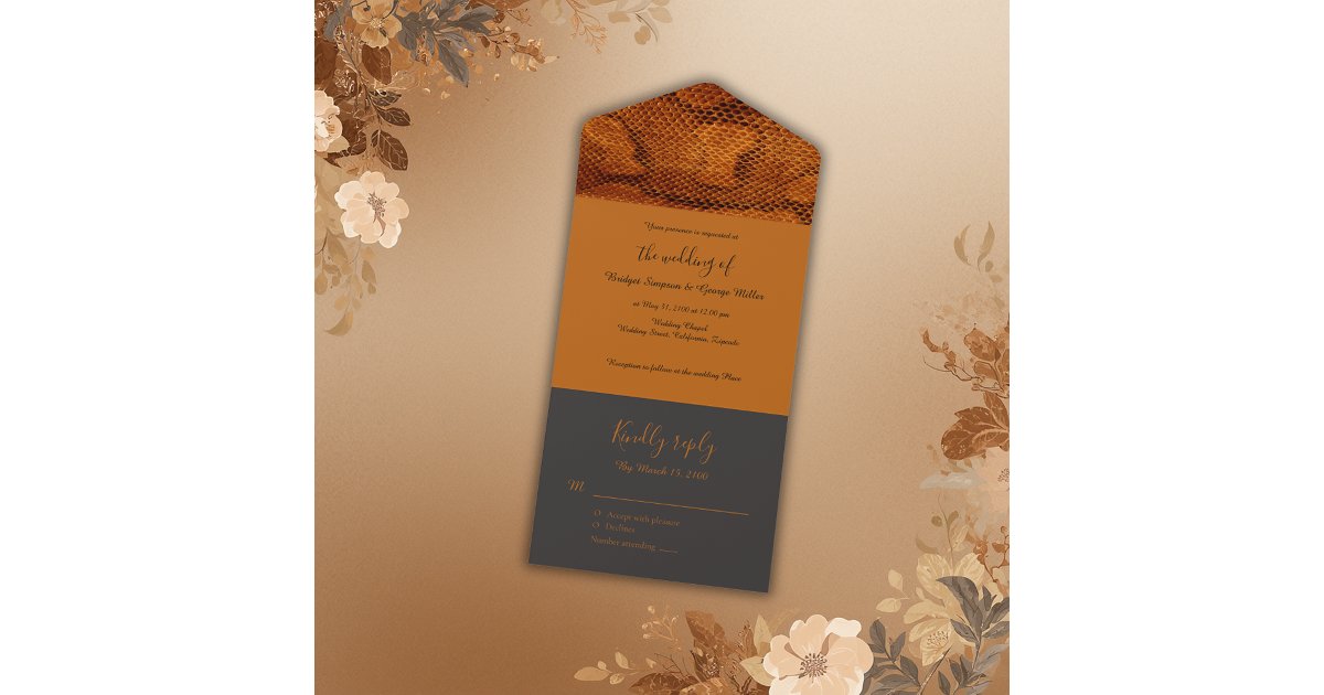 luxury wild snake skin animal wedding all in one invitation | Zazzle