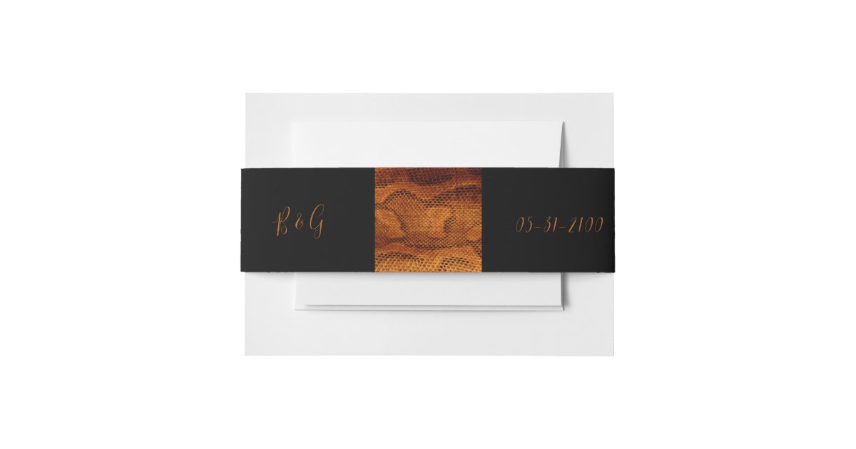 luxury wild snake skin animal wedding invitation belly band | Zazzle
