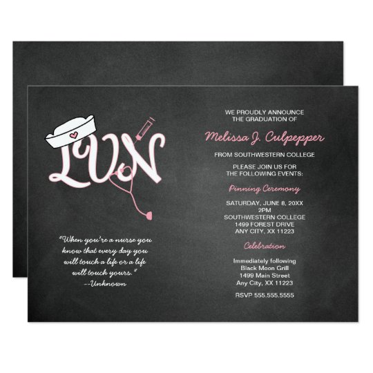 LVN graduation nurse pinning ceremony invites | Zazzle.com