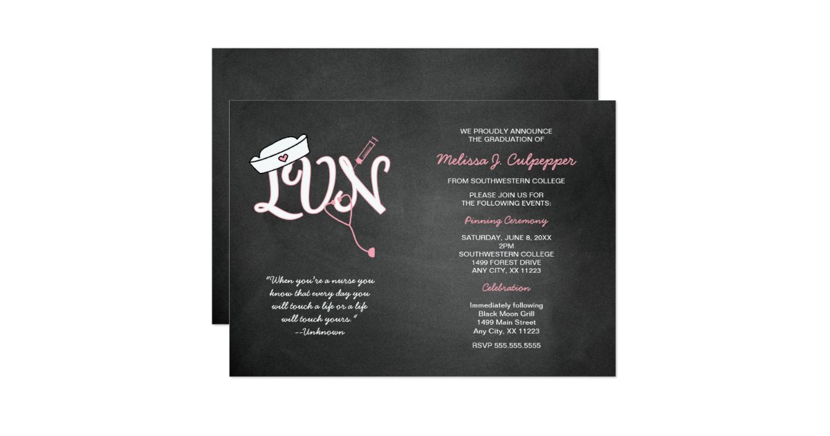 LVN graduation nurse pinning ceremony invites | Zazzle.com