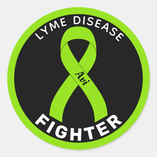 Lyme Disease Fighter Ribbon Black Round Sticker | Zazzle
