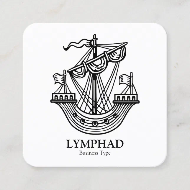 Lymphad (Heraldic Ship) - Black on White Square Business Card | Zazzle
