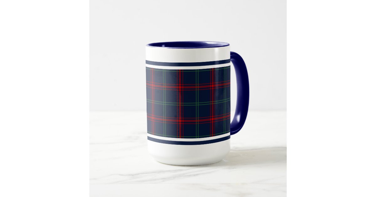 Lynch Tartan Pattern Navy Blue Irish Plaid Mug | Zazzle