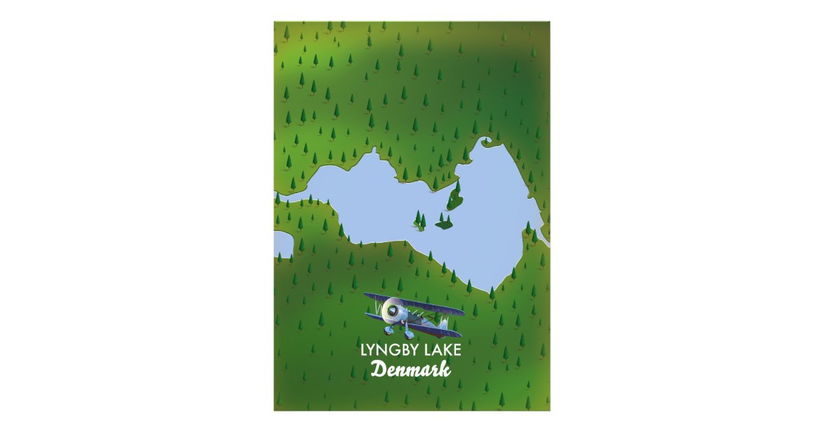 Lyngby Lake Denmark map Photo Print | Zazzle