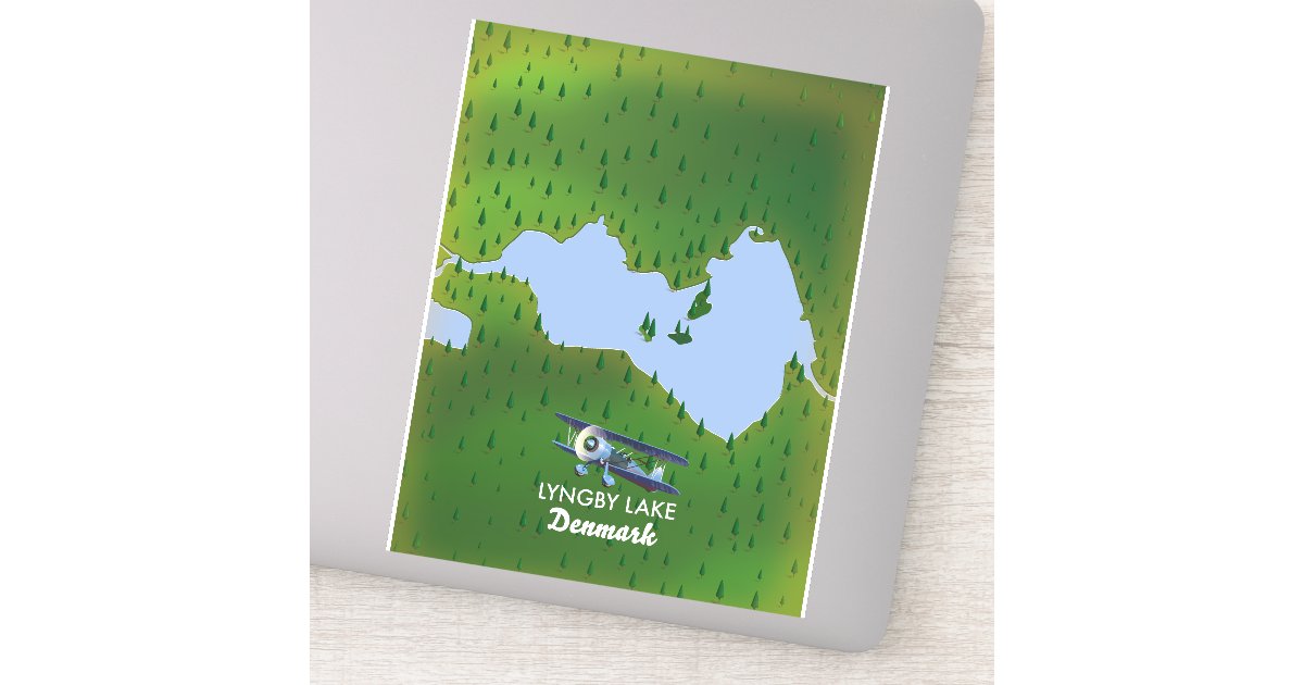 Lyngby Lake Denmark map Sticker | Zazzle