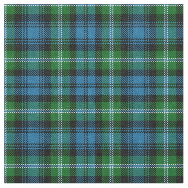 Lyon Tartan Pattern Blue and Green Irish Plaid Fabric | Zazzle