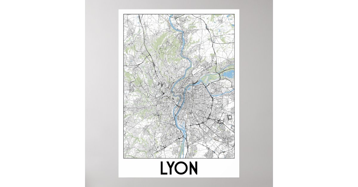 Lyon, France map Poster | Zazzle