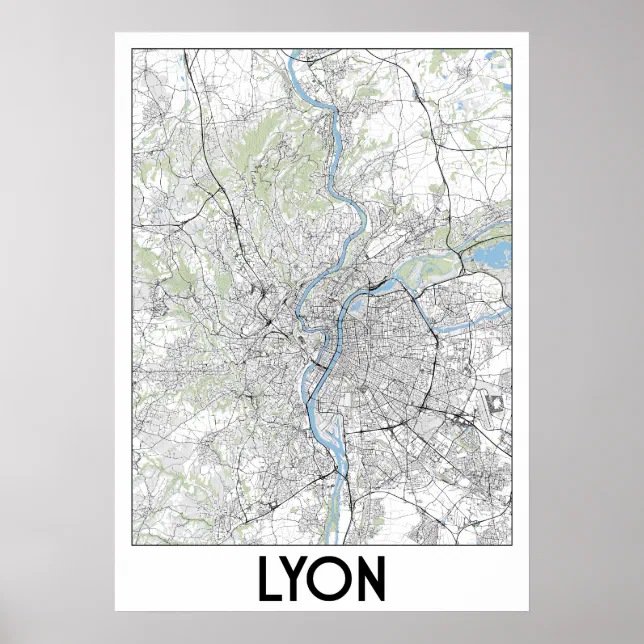 Lyon, France map Poster | Zazzle