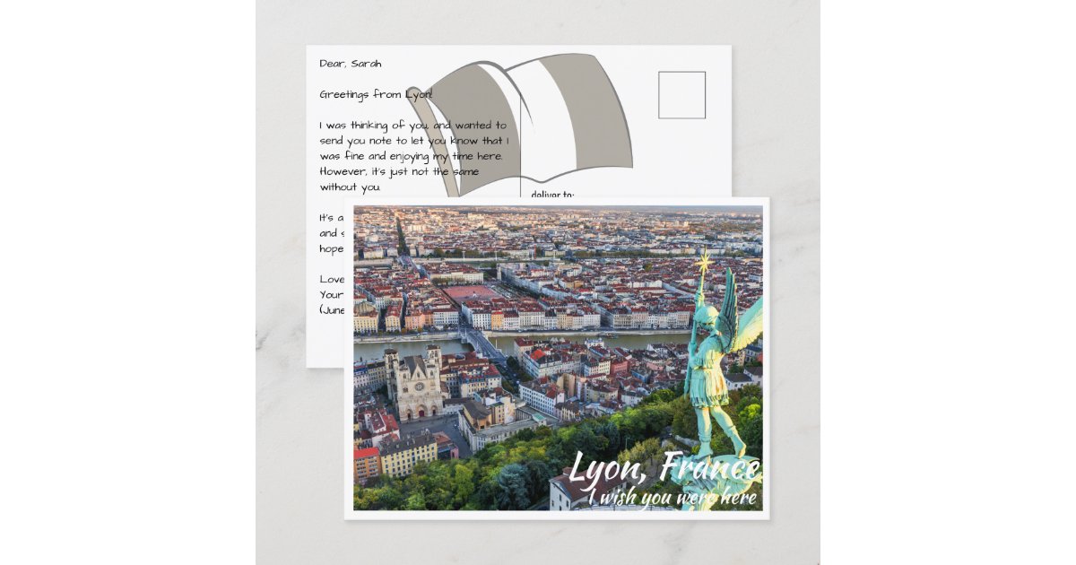 Lyon France with Angel Postcard | Zazzle