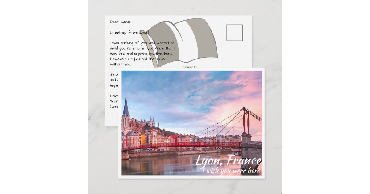Lyon France with Bridge Postcard | Zazzle