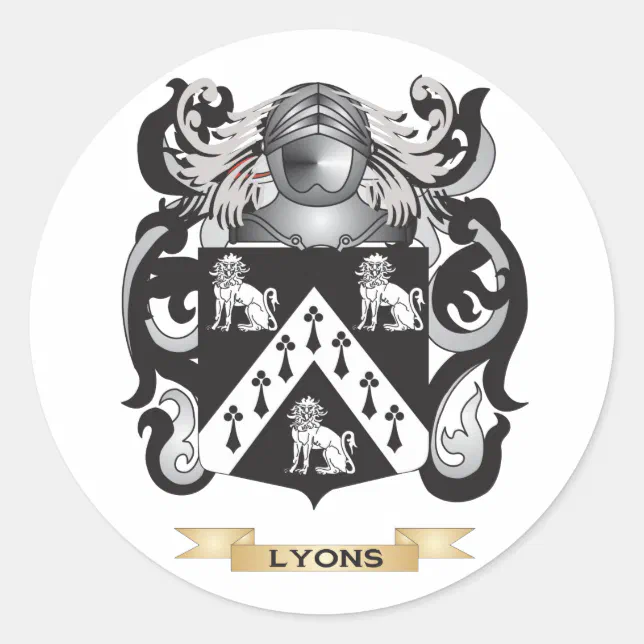 Lyons Coat of Arms (Family Crest) Classic Round Sticker | Zazzle