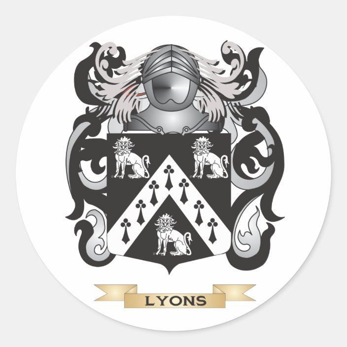 Lyons Coat of Arms (Family Crest) Classic Round Sticker | Zazzle.com