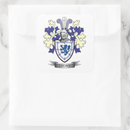 Lyons Family Crest Coat of Arms Square Sticker | Zazzle