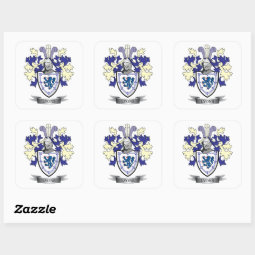 Lyons Family Crest Coat of Arms Square Sticker | Zazzle