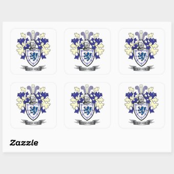 Lyons Family Crest Coat of Arms Square Sticker | Zazzle