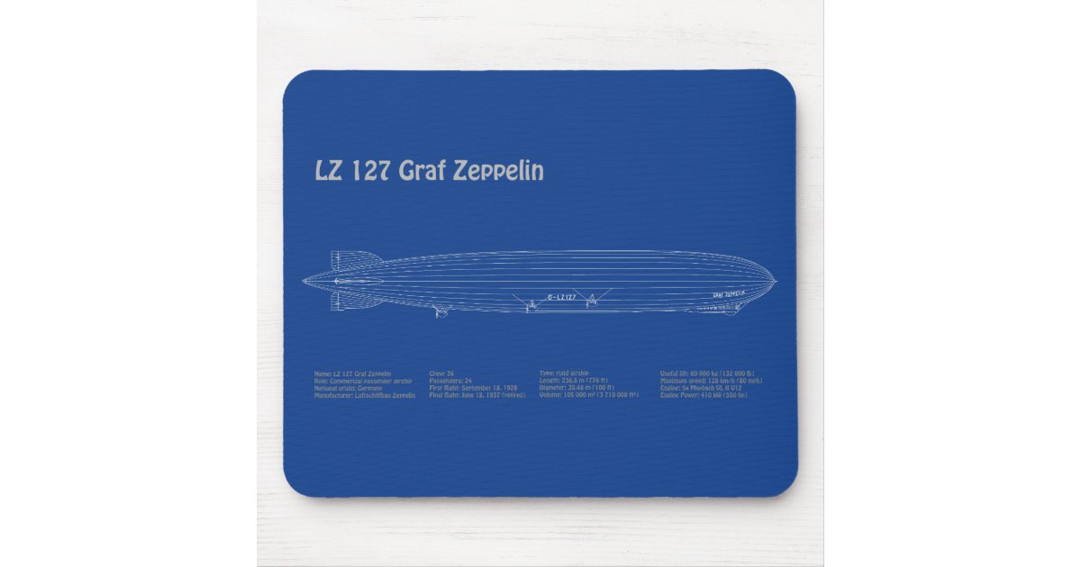 LZ 127 Graf Zeppelin - Airship Blueprint Plans AD Mouse Pad | Zazzle