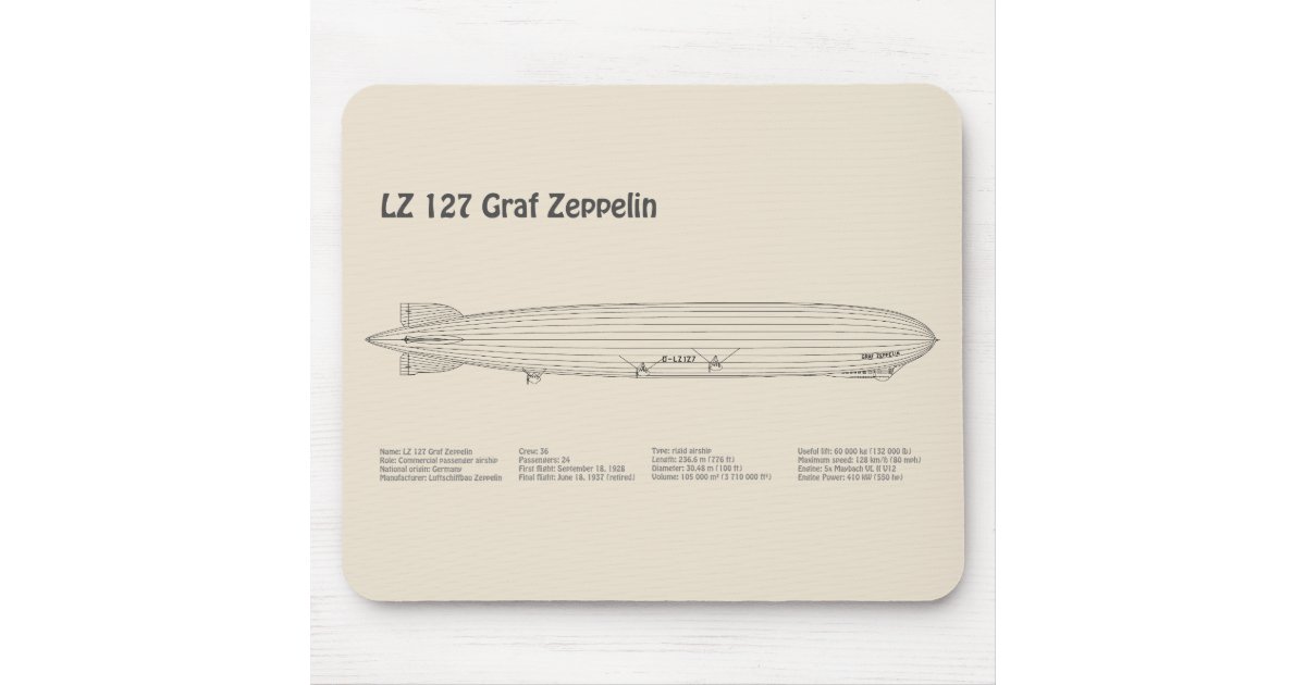 LZ 127 Graf Zeppelin - Airship Blueprint Plans SD Mouse Pad | Zazzle