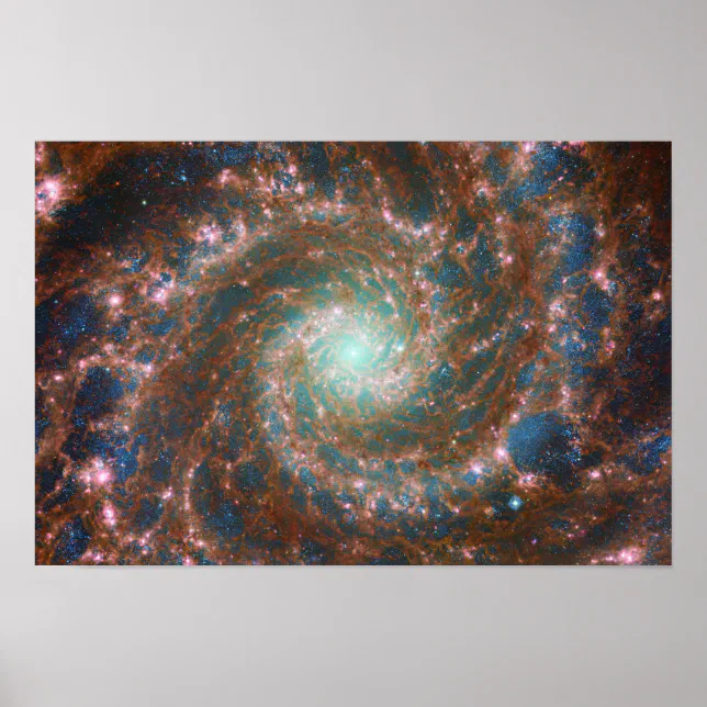 M74 Spiral Galaxy | NGC 628 | Hubble & JWST Poster | Zazzle