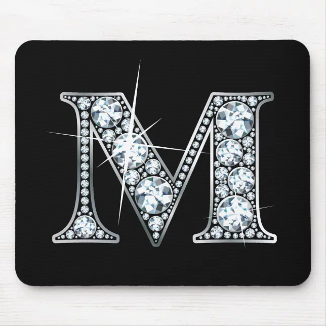 "M" Diamond Bling Mousepad | Zazzle
