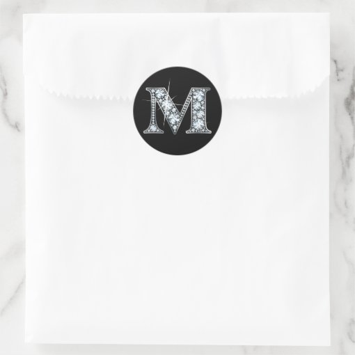 "M" Diamond Bling Sticker | Zazzle