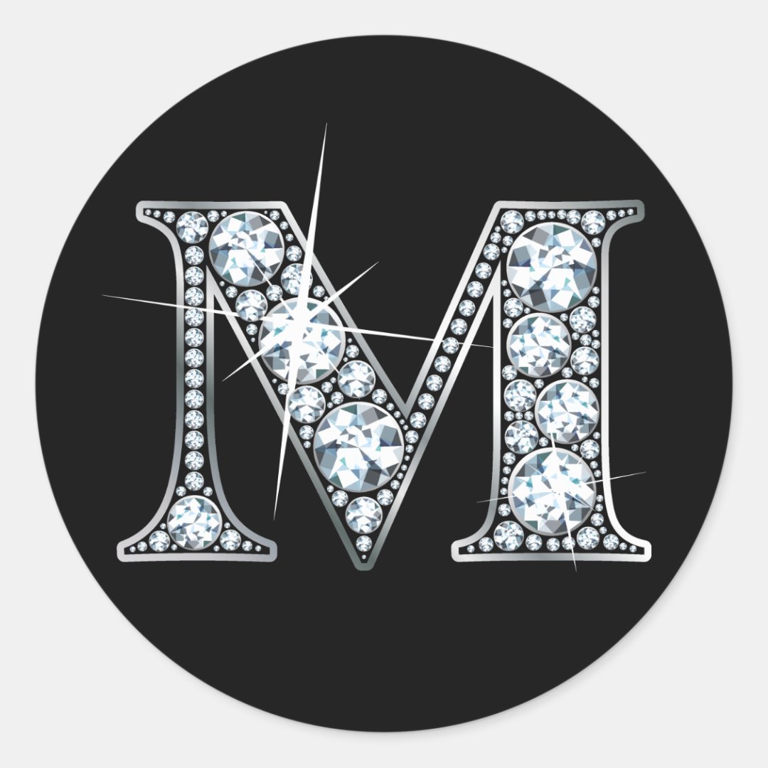"M" Diamond Bling Sticker | Zazzle