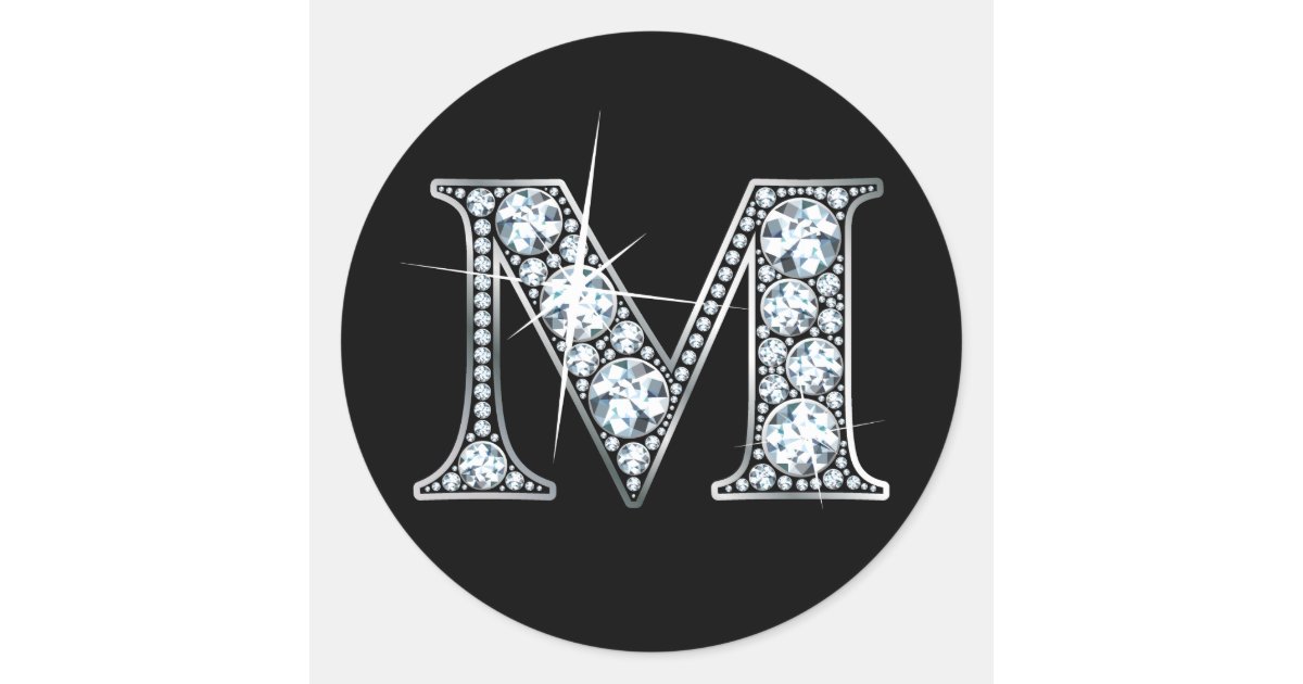 "M" Diamond Bling Sticker | Zazzle
