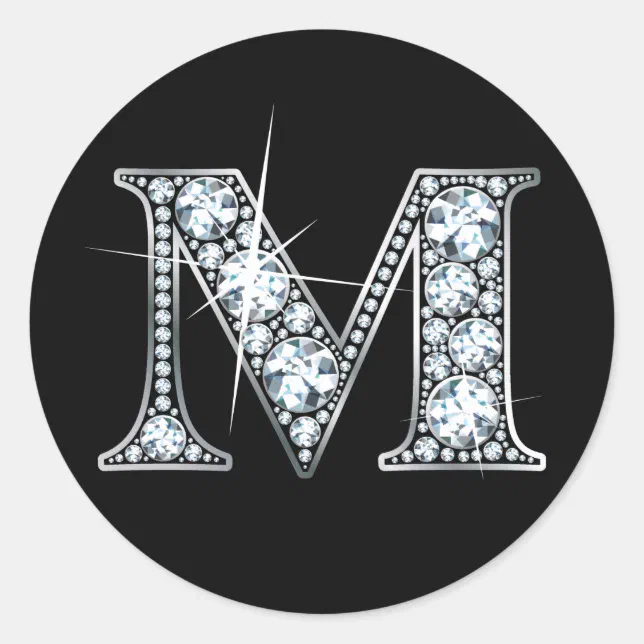 "M" Diamond Bling Sticker | Zazzle