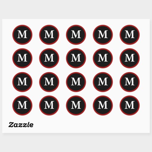 M : Initial M Letter M Red, White & Black Stickers | Zazzle