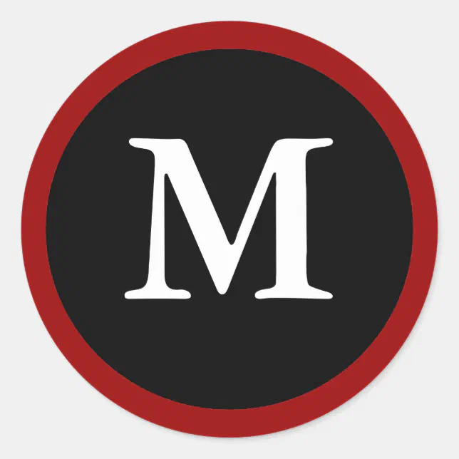 M : Initial M Letter M Red, White & Black Stickers | Zazzle