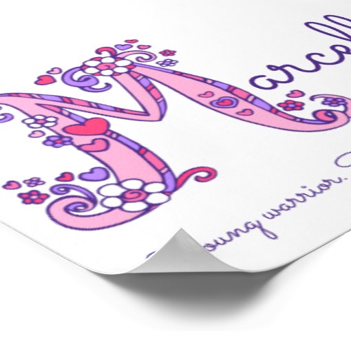 M monogram art Marcella girls name meaning poster | Zazzle