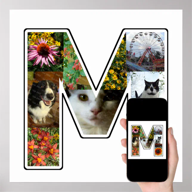 M Monogram Create Your Own 9 Custom Photo Collage Poster | Zazzle