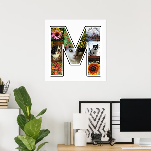 M Monogram Create Your Own 9 Custom Photo Collage Poster | Zazzle