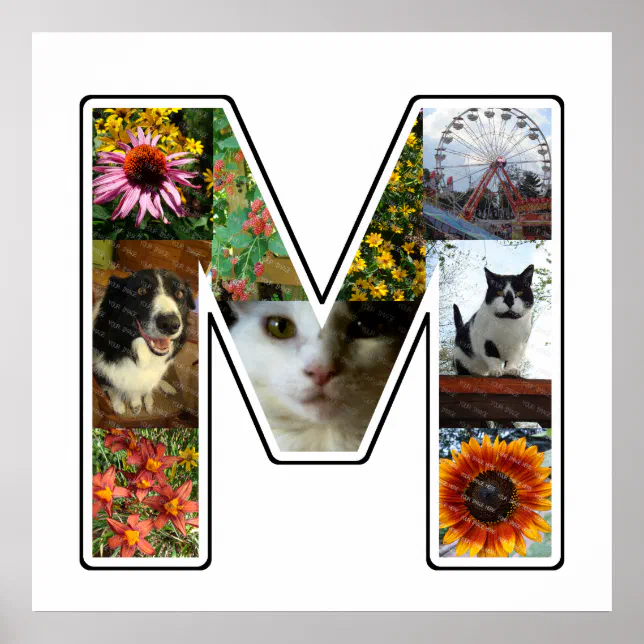M Monogram Create Your Own 9 Custom Photo Collage Poster | Zazzle