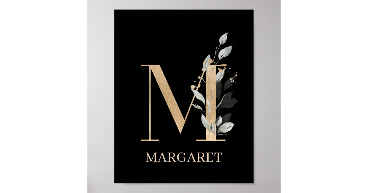 M Monogram Floral Personalized Poster | Zazzle