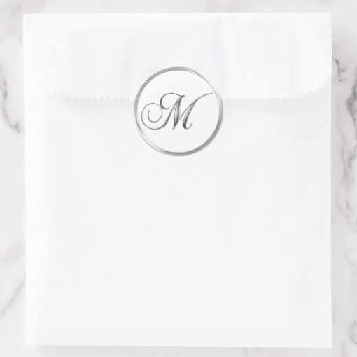M Monogram Letter Sliver On White Wedding Seal | Zazzle