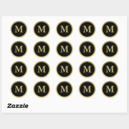 M :: Monogram M Elegant Gold and Black Stickers | Zazzle