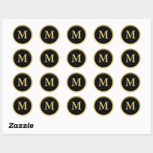 M :: Monogram M Elegant Gold and Black Stickers | Zazzle