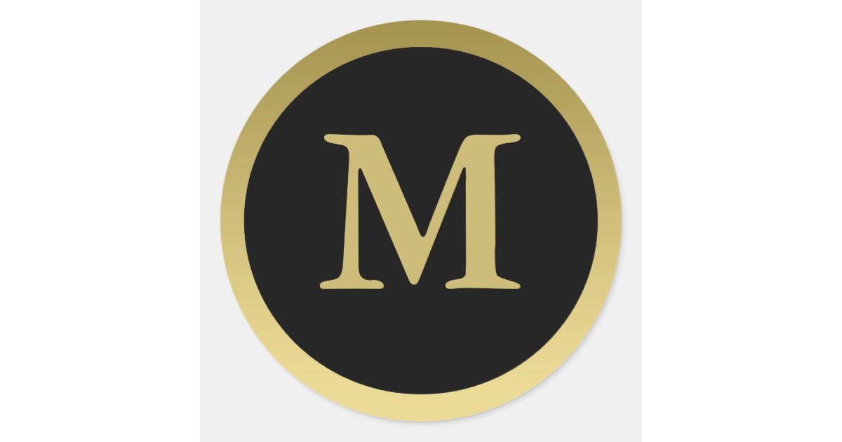 M :: Monogram M Elegant Gold and Black Stickers | Zazzle