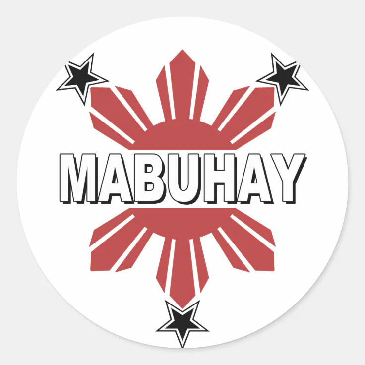 Mabuhay Filipino Sun and Star Classic Round Sticker | Zazzle